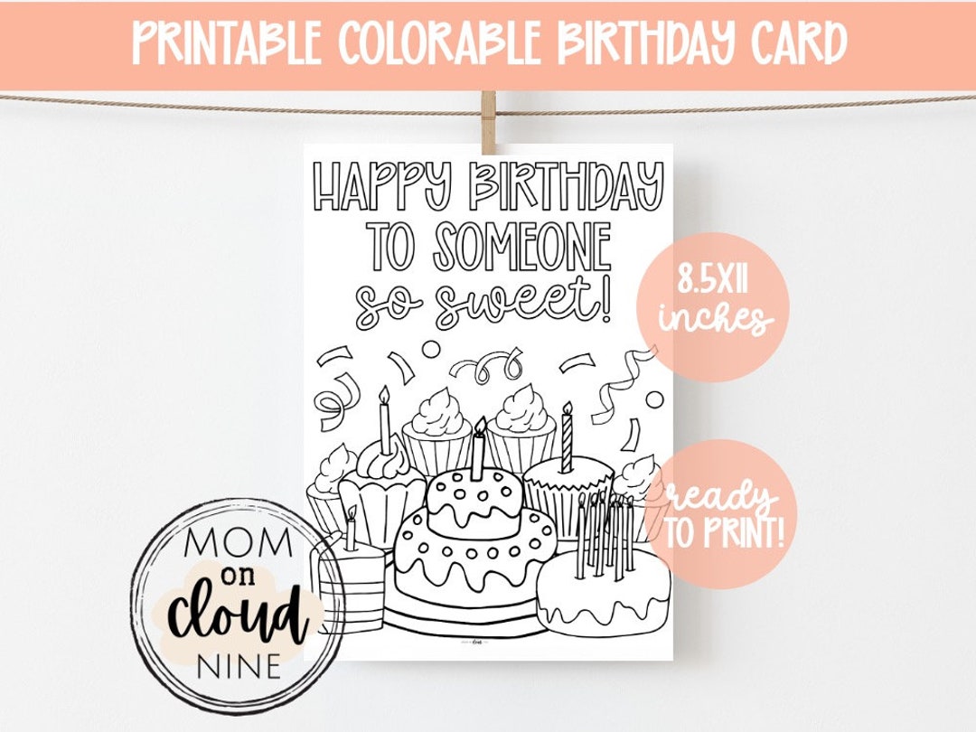 Printable Colorable Birthday Card | Coloring Birthday Card Printable ...