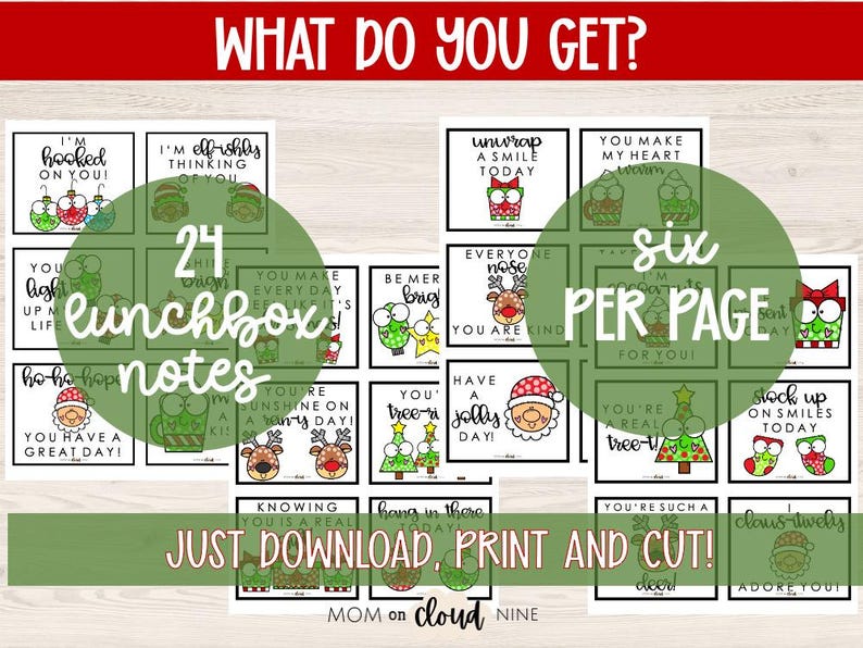 Christmas Lunch Box Notes | Christmas Lunchbox Notes | Printable Lunch ...