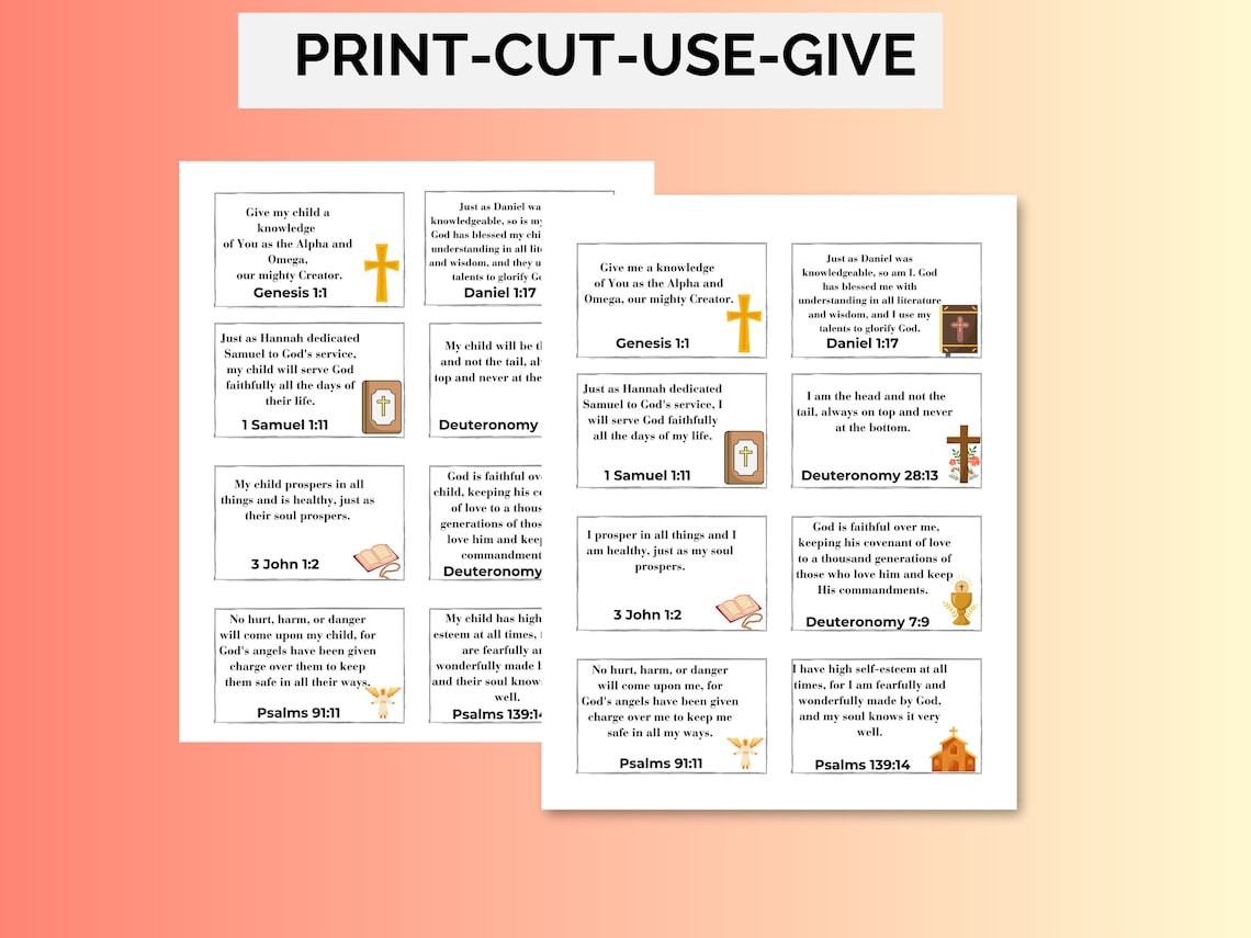 80 Bible Verse Printable Cards for Parent and Child, 40 Bible Verse ...