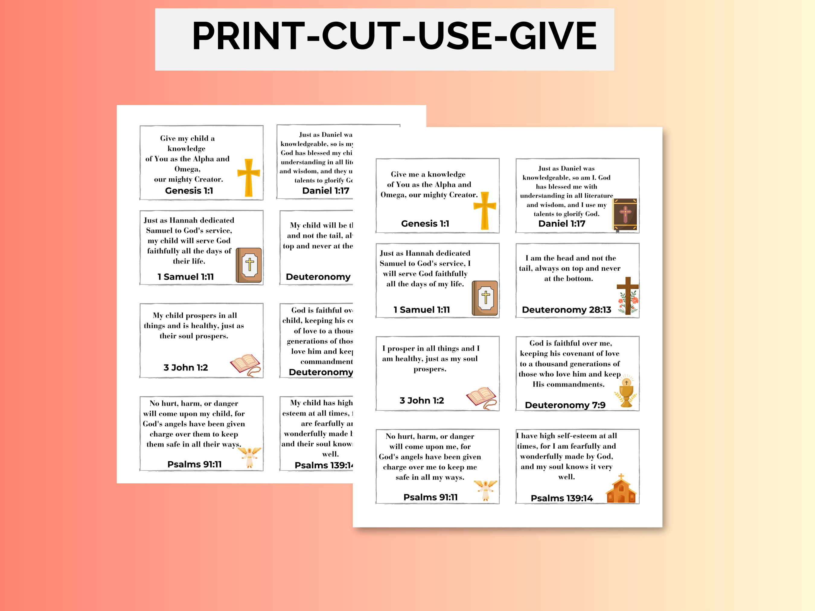80 Bible Verse Printable Cards for Parent and Child, 40 Bible Verse ...