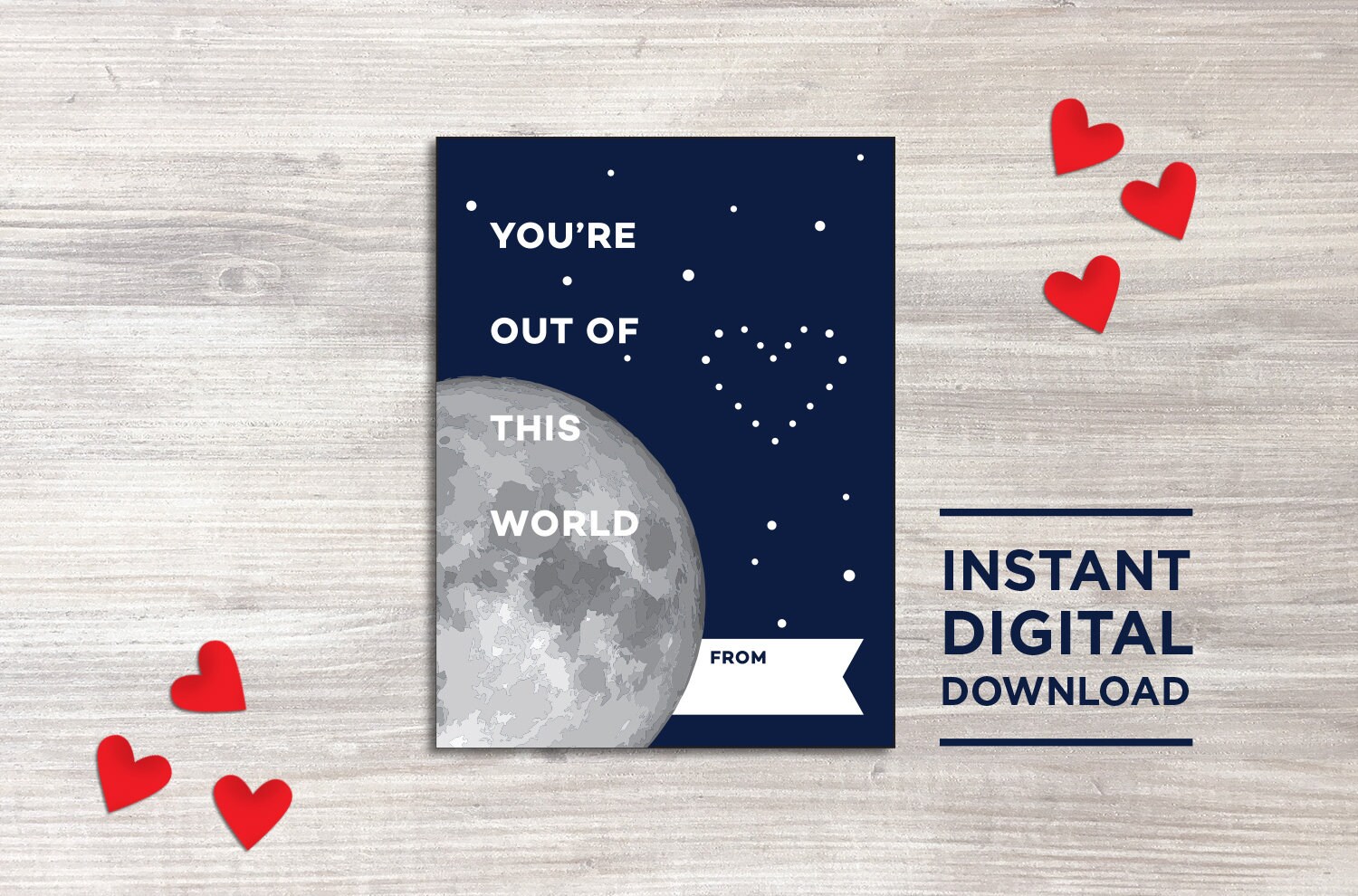 Space Valentine, Printable Valentine, Kids, Digital File, Class ...
