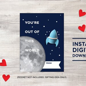 Space Valentine, Printable Valentine, Kids, Digital File, Class ...