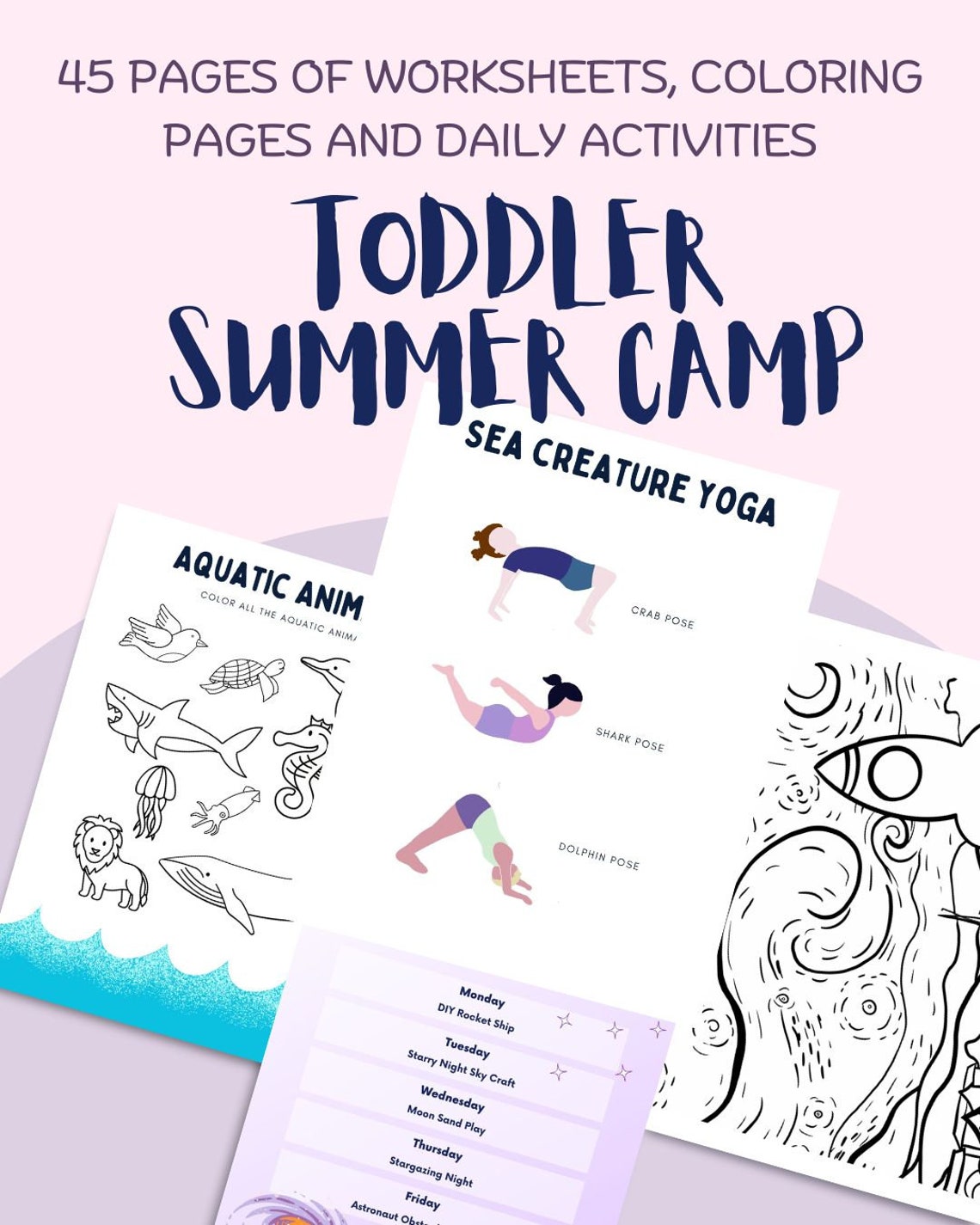 Preschool Summer Camp Activity Book & Day Planner L Toddler Worksheets ...
