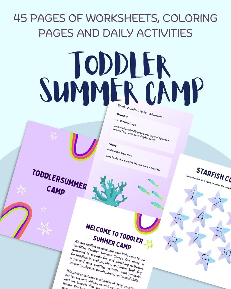 Preschool Summer Camp Activity Book & Day Planner L Toddler Worksheets ...