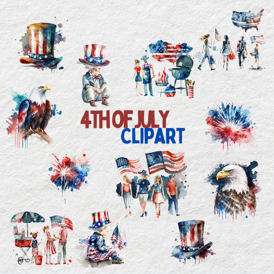 Watercolor 4th of July Clipart Bundle (digital Download) - Etsy