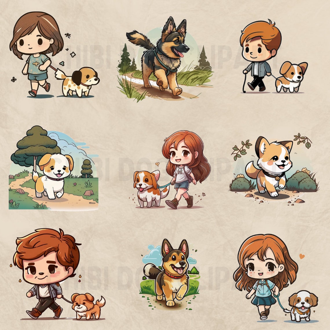 Chibi Dog Clipart, Adorable Chibi Dogs, Dog Clipart Bundle, Cute ...