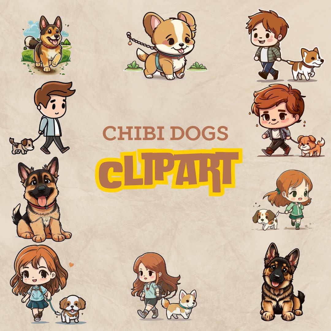 Chibi Dog Clipart, Adorable Chibi Dogs, Dog Clipart Bundle, Cute ...