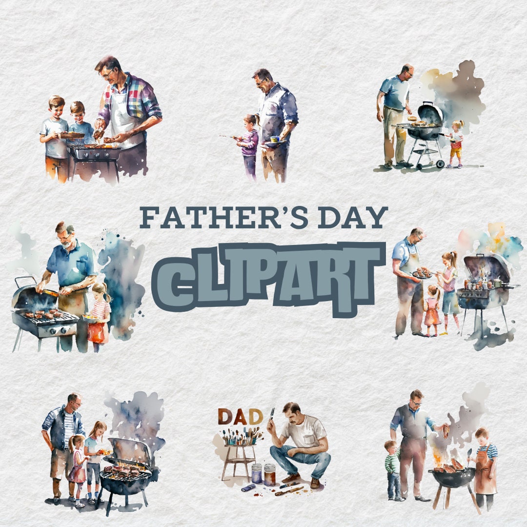Father's Day Clipart Bundle, Watercolor Clipart Bundle, Family Clipart ...