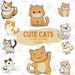 Cats Clipart Bundle, Cute Cat Pngs, 12pngs 300DPI, Transparent, Instant ...