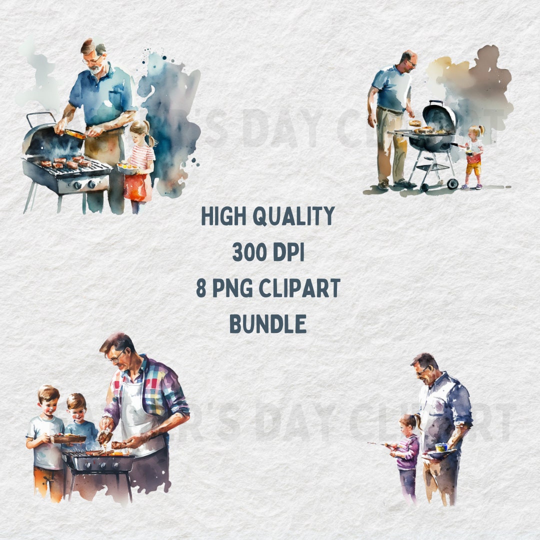 Father's Day Clipart Bundle, Watercolor Clipart Bundle, Family Clipart, Fatherhood Clipart, Card ...