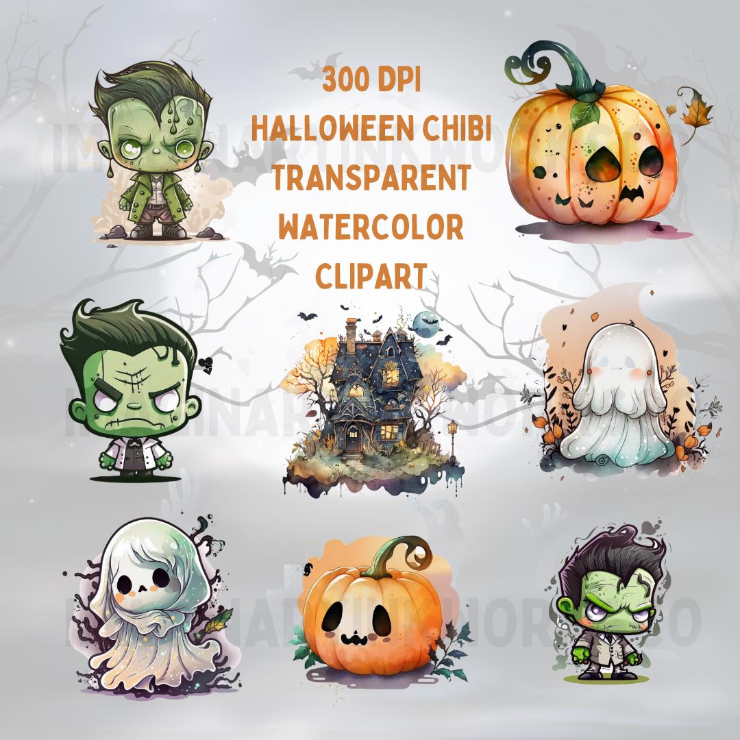 Halloween Chibi Clipart Bundle: 12 PNG Images (PDF File) - Etsy