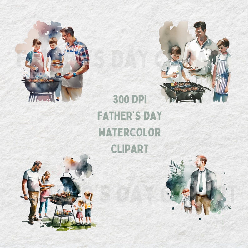Father's Day Clipart Bundle, Watercolor Clipart Bundle, Father Son ...
