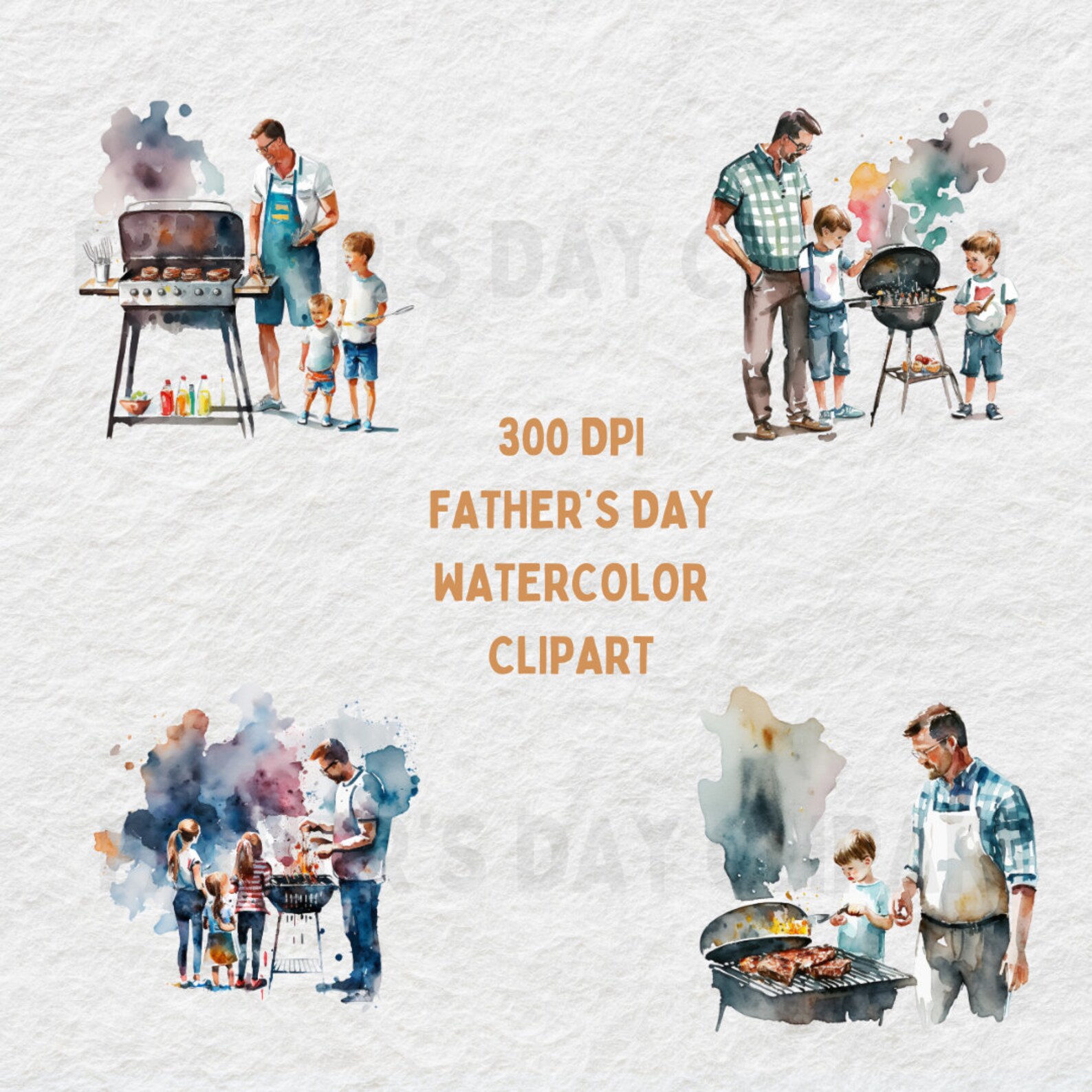 Father's Day Clipart Bundle, Watercolor Clipart Bundle, Father Son Daughter Family Clipart ...