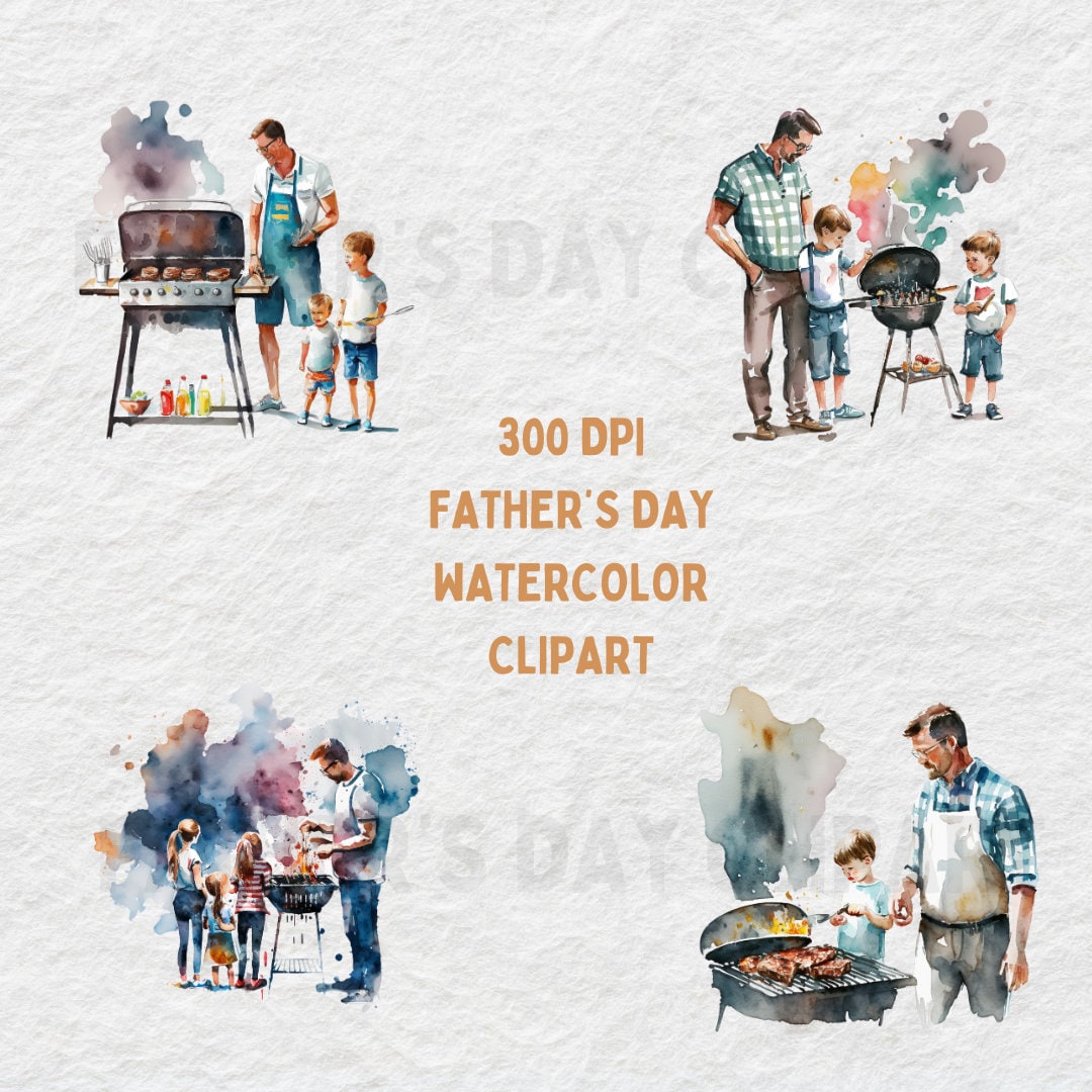 Father's Day Clipart Bundle, Watercolor Clipart Bundle, Father Son ...