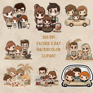 Chibi Family Clipart, Family Clipart Bundle, Mom, Dad, Kids, 24 PNG ...