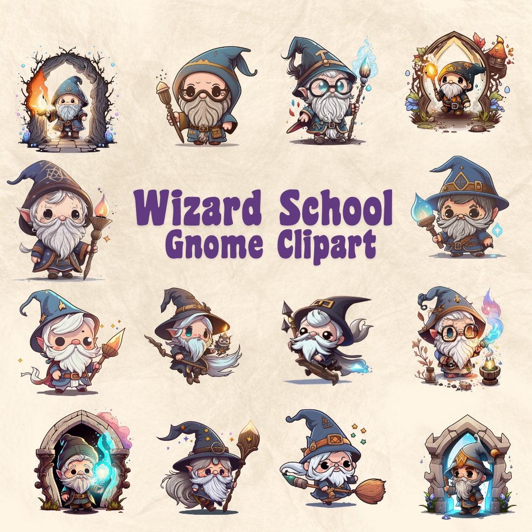 Wizard School Gnome Clipart: Magic PNG Illustrations (digital File) - Etsy