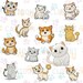 Cats Clipart Bundle, Cute Cat Pngs, 12pngs 300DPI, Transparent, Instant ...