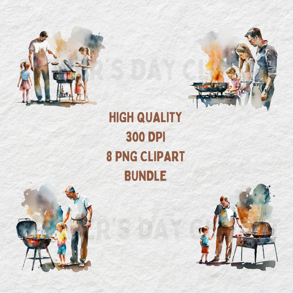Father's Day Clipart Bundle, Watercolor Clipart Bundle, Father Son ...