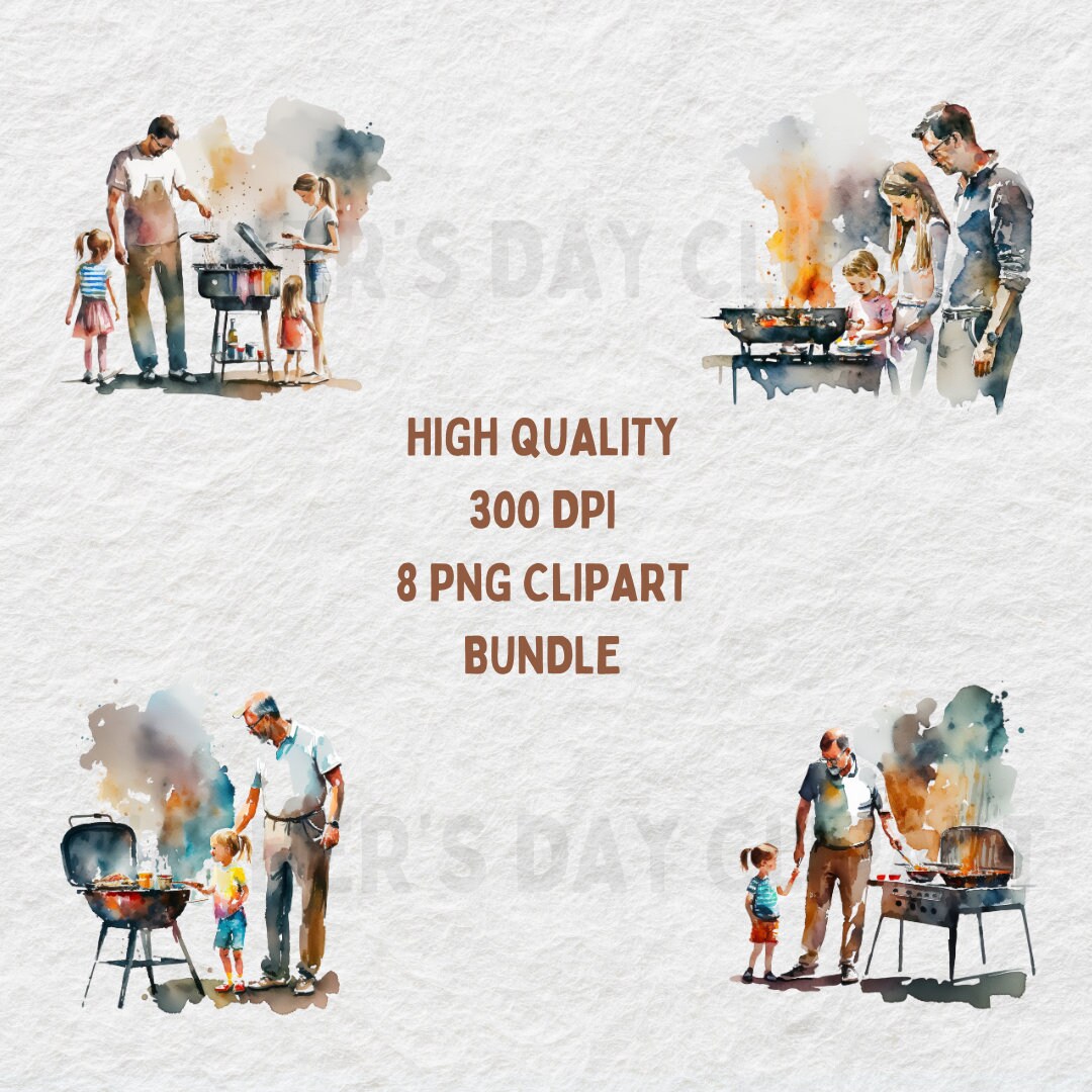 Father's Day Clipart Bundle, Watercolor Clipart Bundle, Father Son ...
