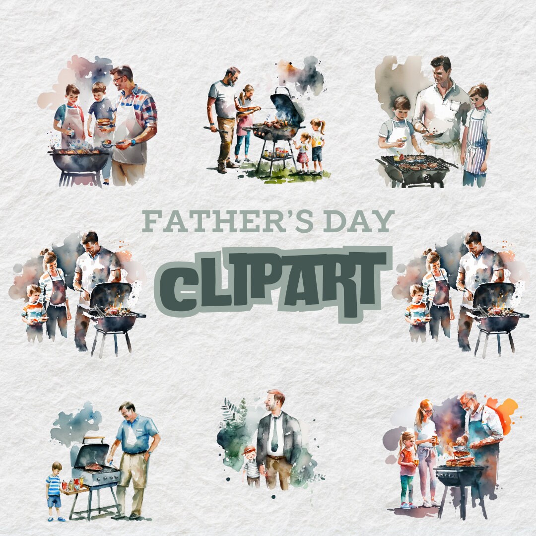 Father's Day Clipart Bundle, Watercolor Clipart Bundle, Father Son ...
