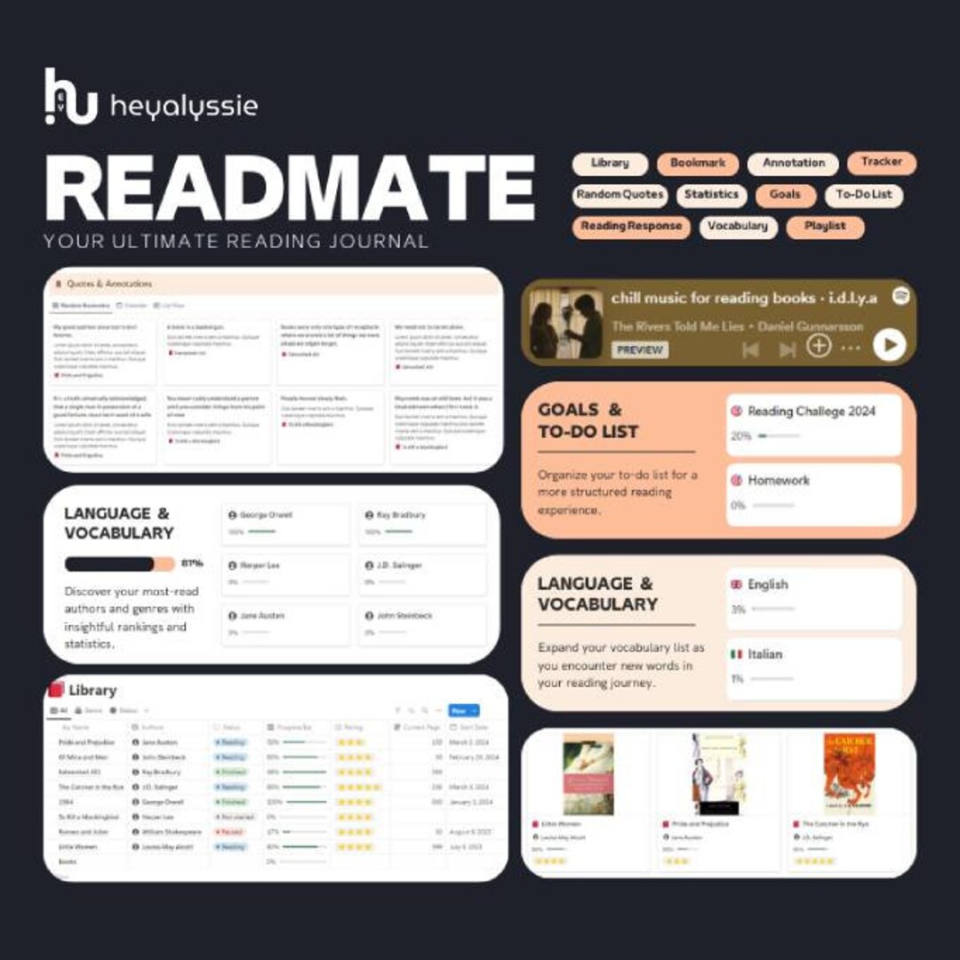 Readmate Notion Template Your Ultimate Reading Journal - Etsy