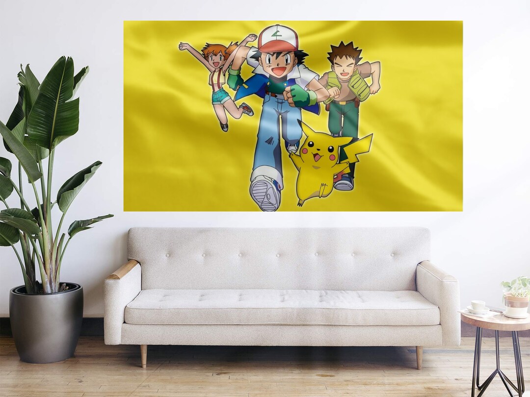 Pokémon Ash and Pikachu Flag Pokémon Logo Flag Banner Picachu 3x5 Feet ...