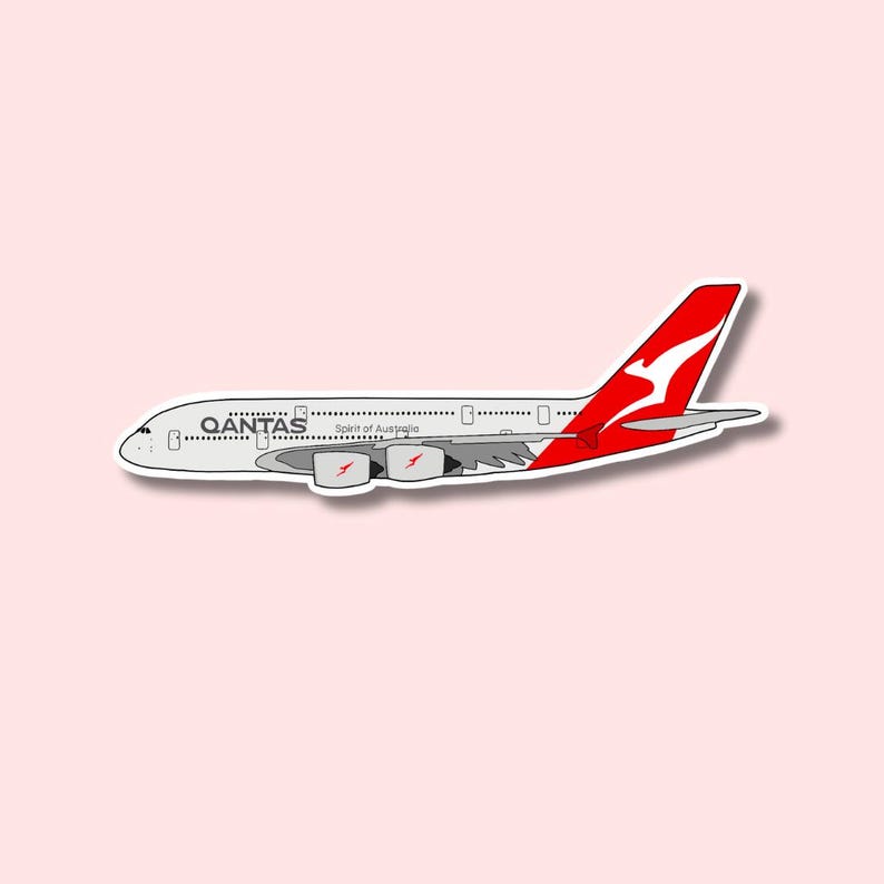Qantas A380 Airplane Sticker | Decal for Laptop, Suitcase, Water Bottle ...