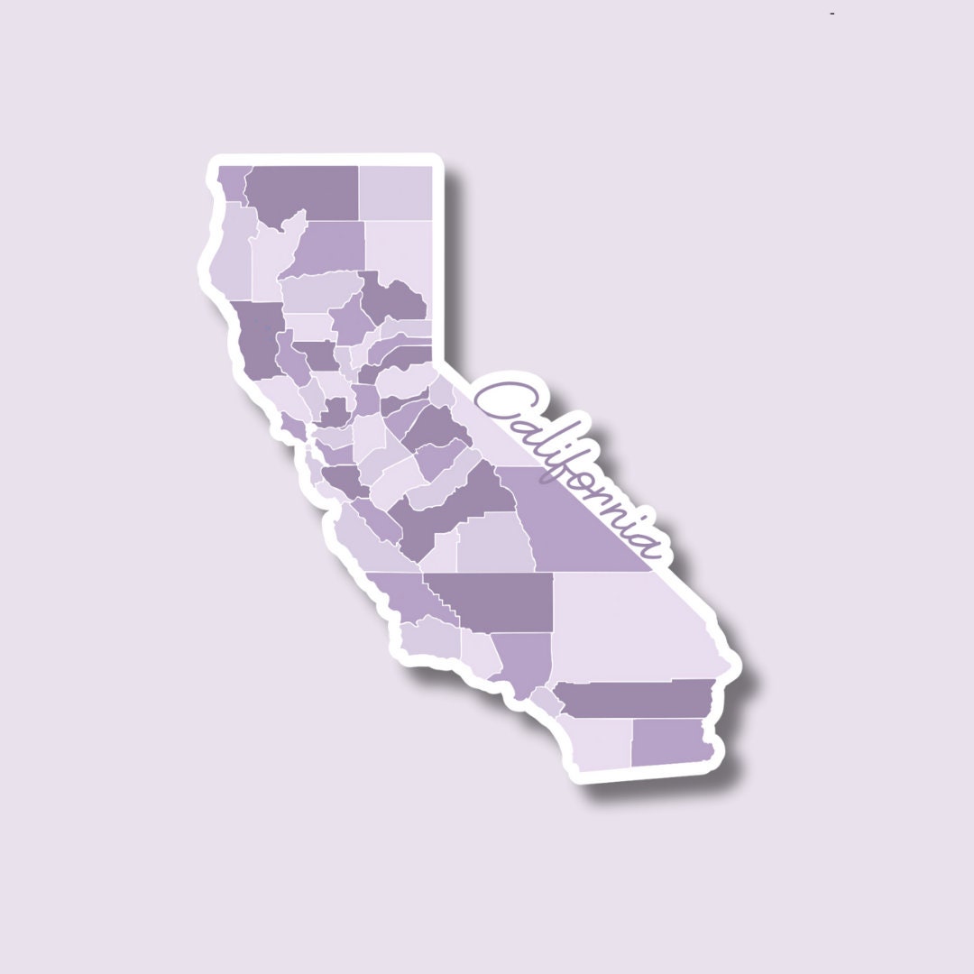 California, USA Map Sticker Decal for Laptop, Suitcase, Water Bottle ...