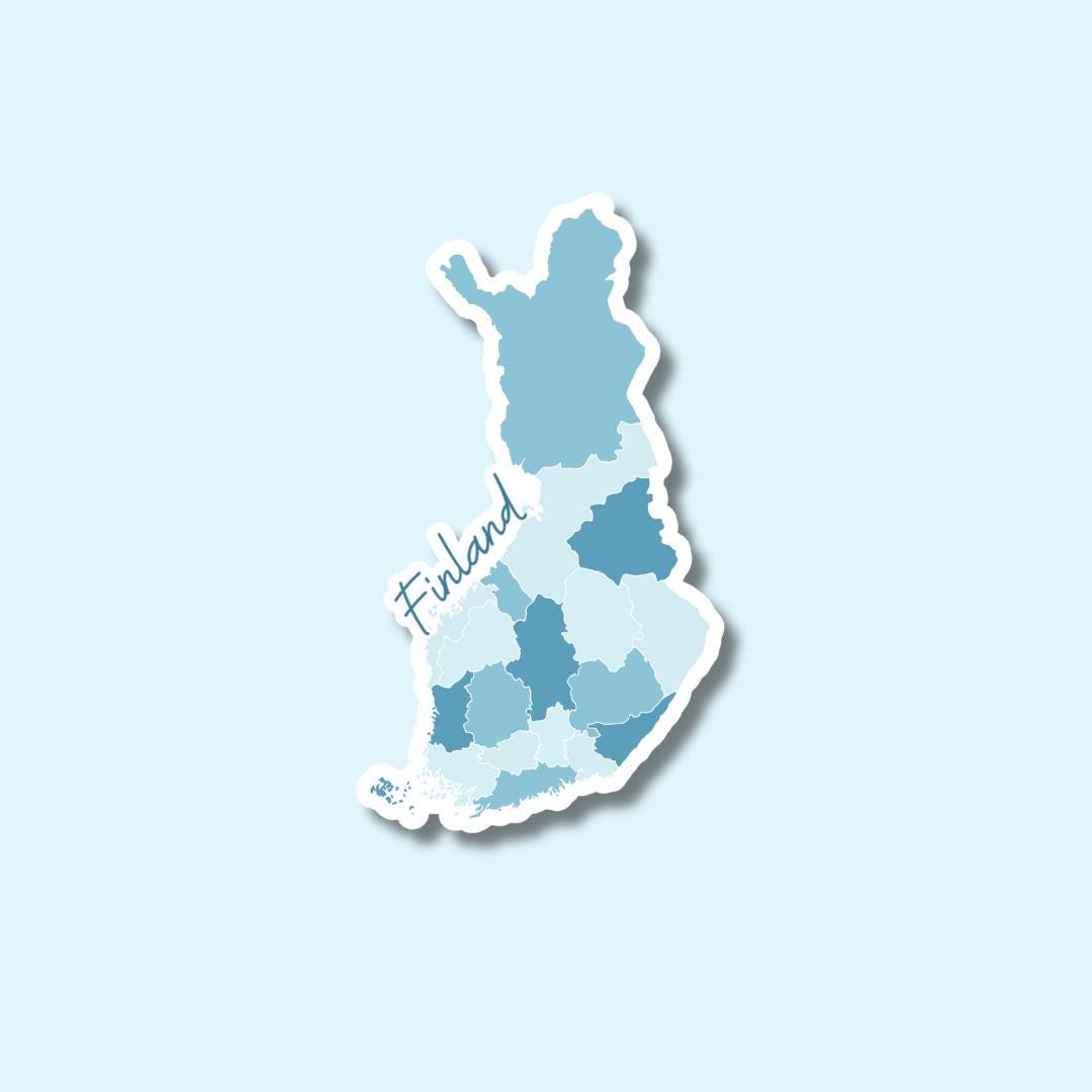 Finland Map Sticker | Decal for Laptop, Suitcase, Water Bottle | Travel ...