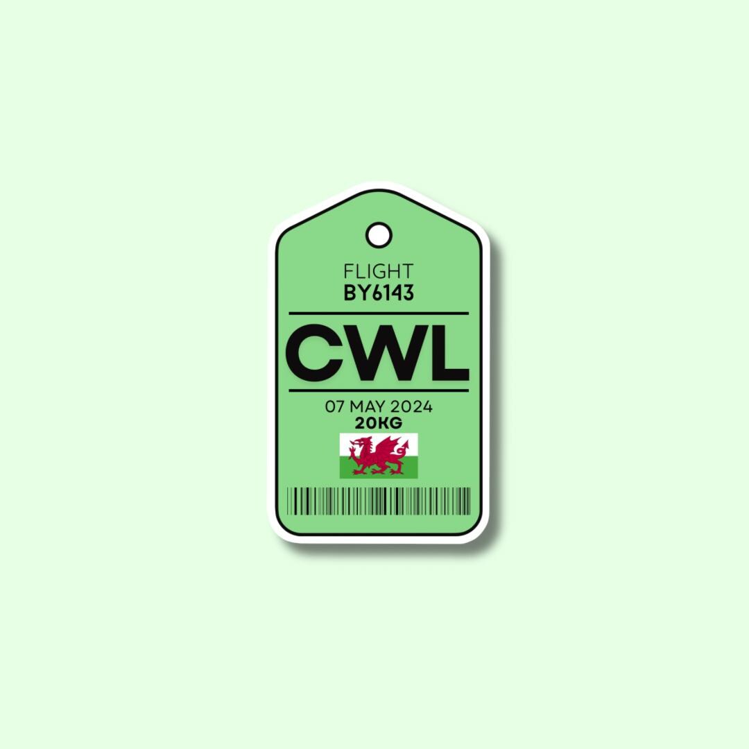 Cardiff Airport Luggage Tag Sticker | Glossy CWL Aviation Decal - Etsy