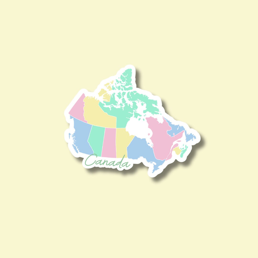 Canada Map Sticker | Decal for Laptop, Suitcase, Water Bottle | Travel ...