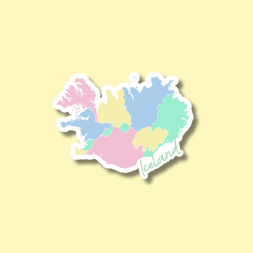Iceland Map Sticker | Decal for Laptop, Suitcase, Water Bottle | Travel ...