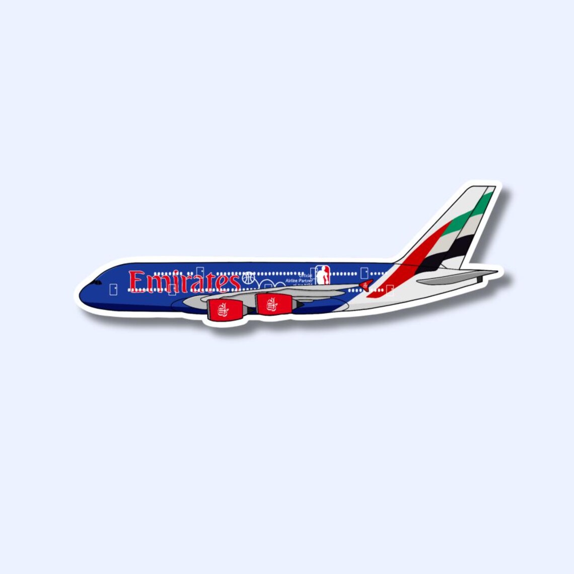 Emirates A380 (NBA Livery) Aircraft Sticker | Glossy Aviation Decal - Etsy