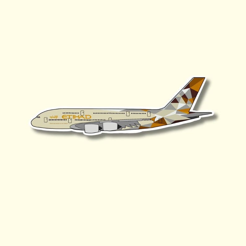 Etihad A380 Airplane Sticker | Decal for Laptop, Suitcase, Water Bottle ...