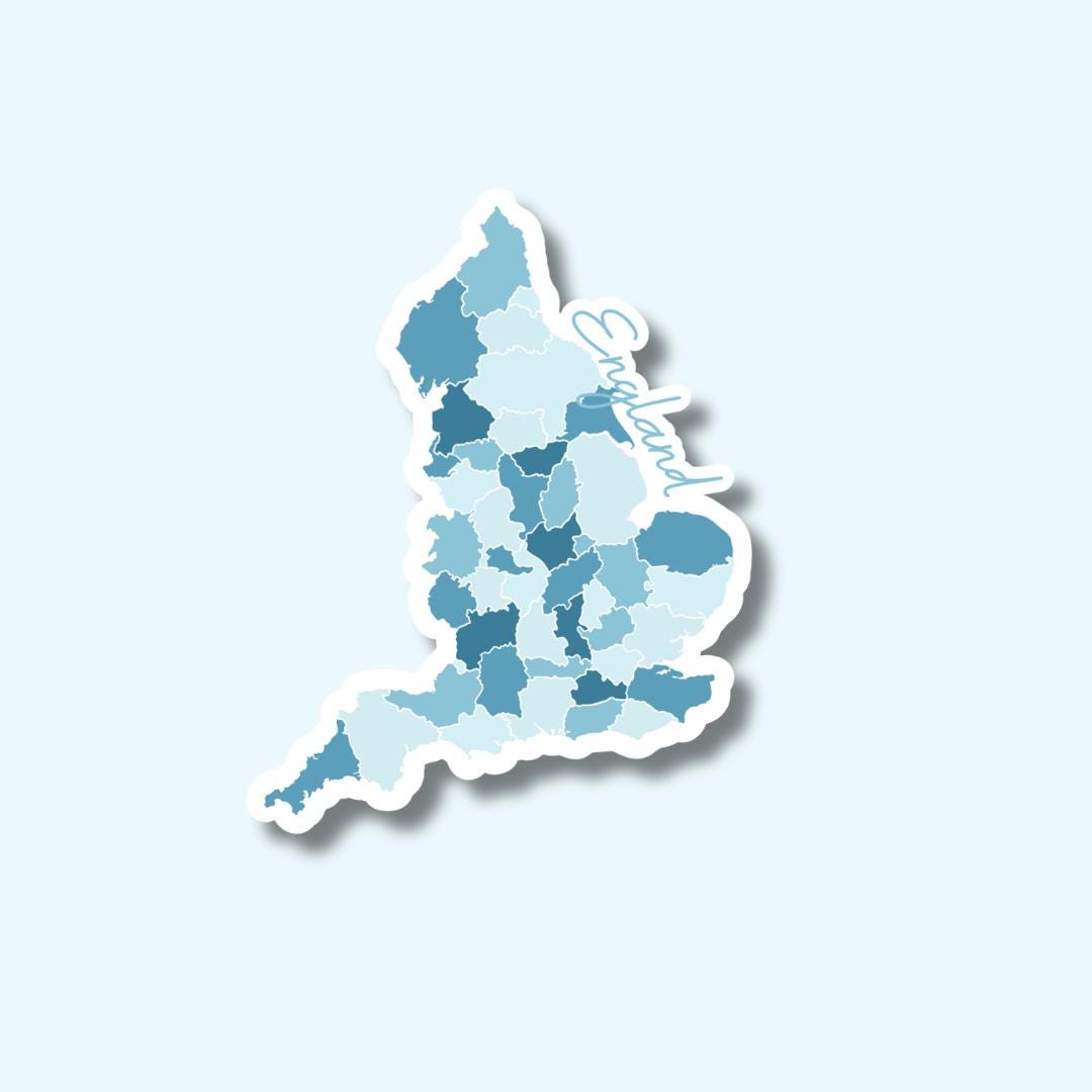 England Map Sticker | Decal for Laptop, Suitcase, Water Bottle | Travel ...