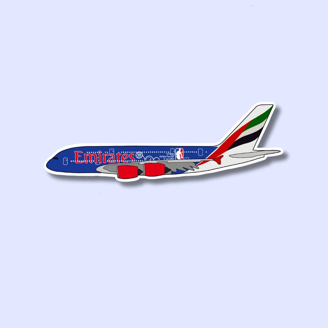 Emirates A380 (NBA Livery) Aircraft Sticker | Decal for Laptop ...