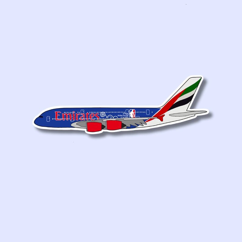 Emirates A380 NBA Livery Aircraft Sticker | Decal for Laptop, Suitcase ...