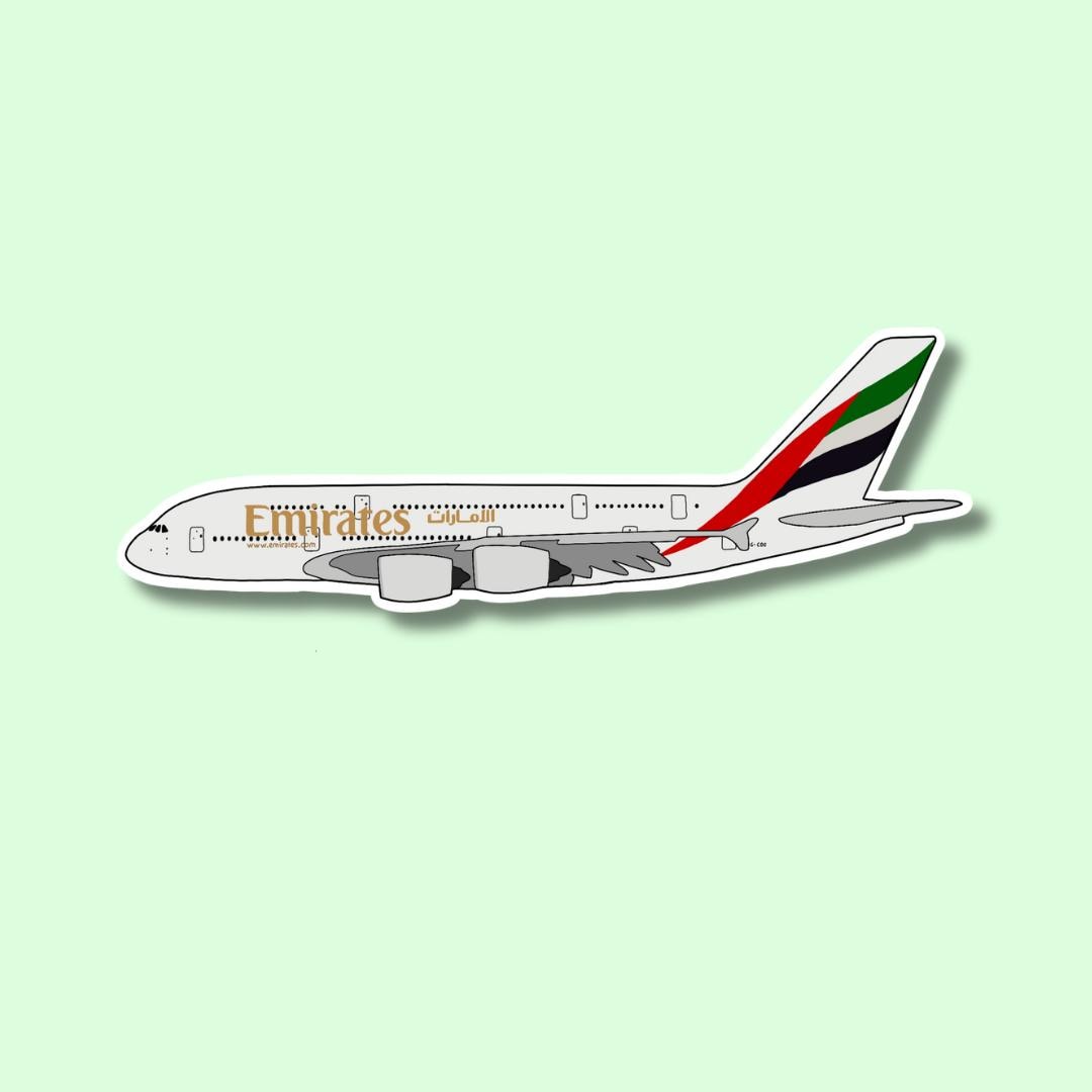 Emirates A380 Airplane Sticker | Decal for Laptop, Suitcase, Water ...