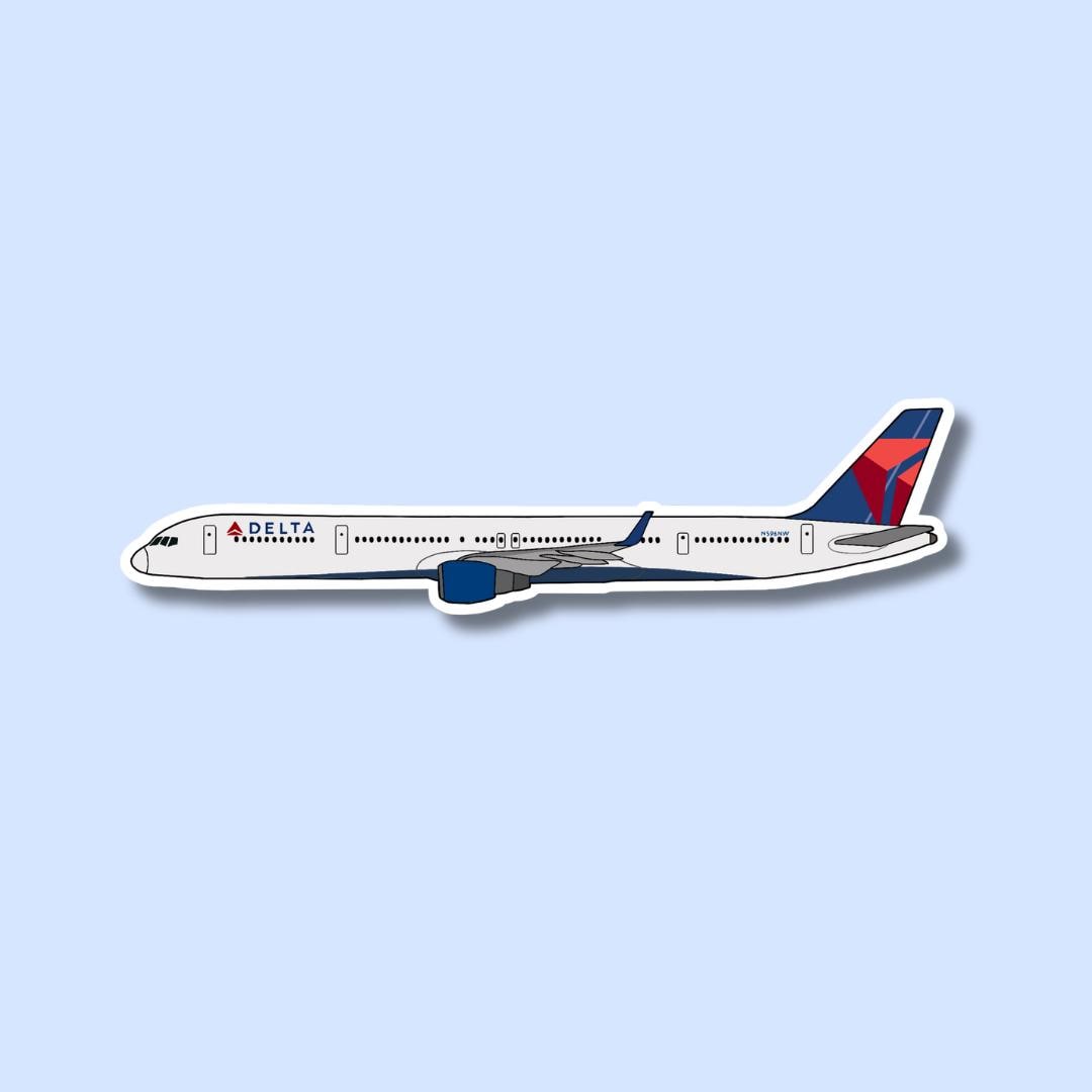 Delta 757 Airplane Sticker | Decal for Laptop, Suitcase, Water Bottle ...