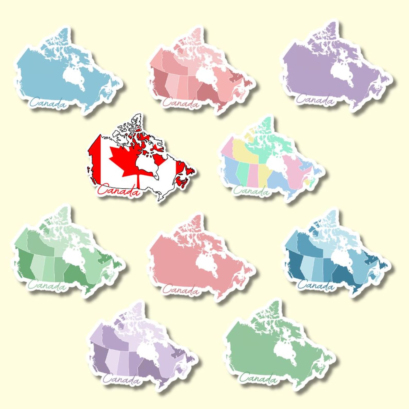 Canada Map Sticker | Decal for Laptop, Suitcase, Water Bottle | Travel ...