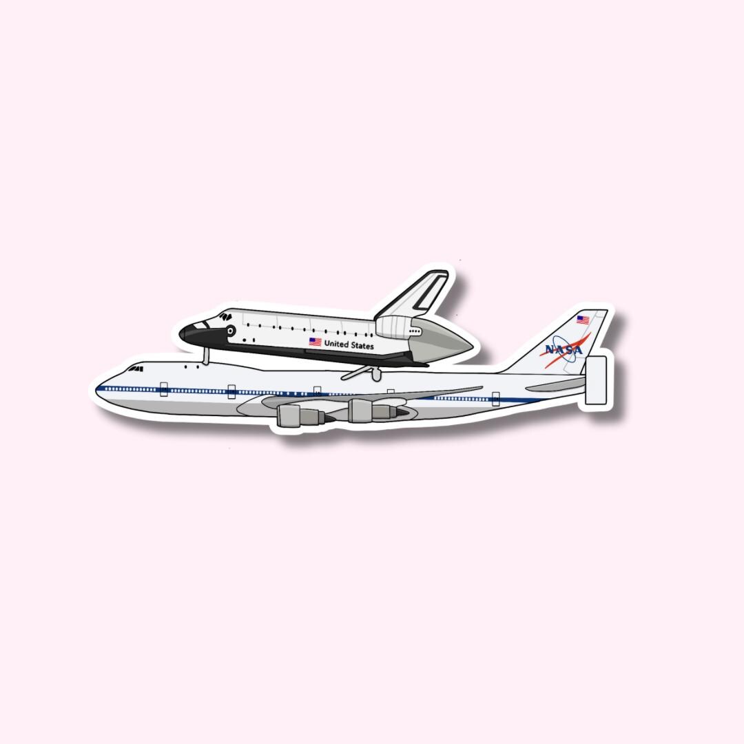 747 Shuttle Carrier Boeing Airplane Sticker, NASA Sticker | Glossy ...