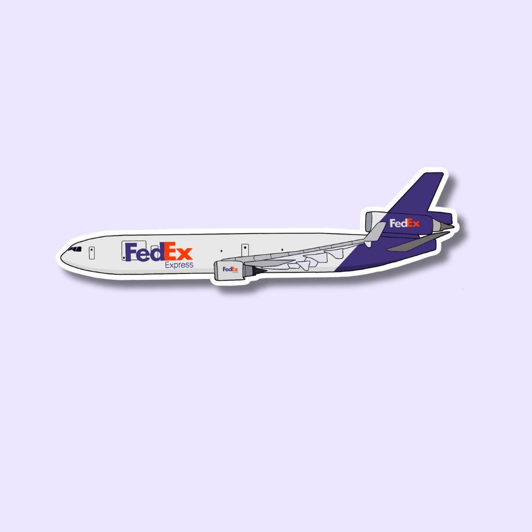 Fedex MD11 Airplane Sticker | Decal for Laptop, Suitcase, Water Bottle ...