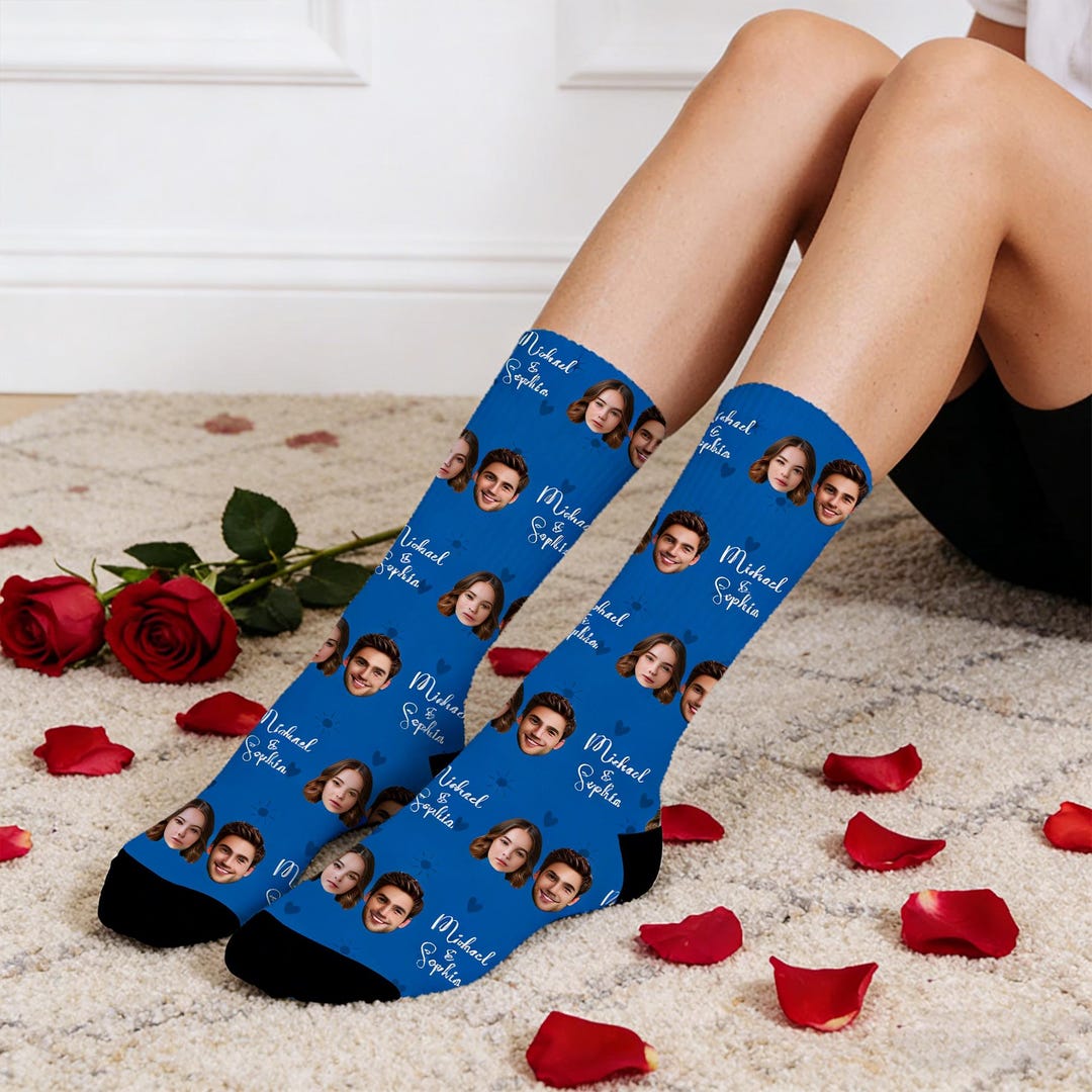 Custom Couple Socks, Custom Face Socks,custom Socks With Face Name ...