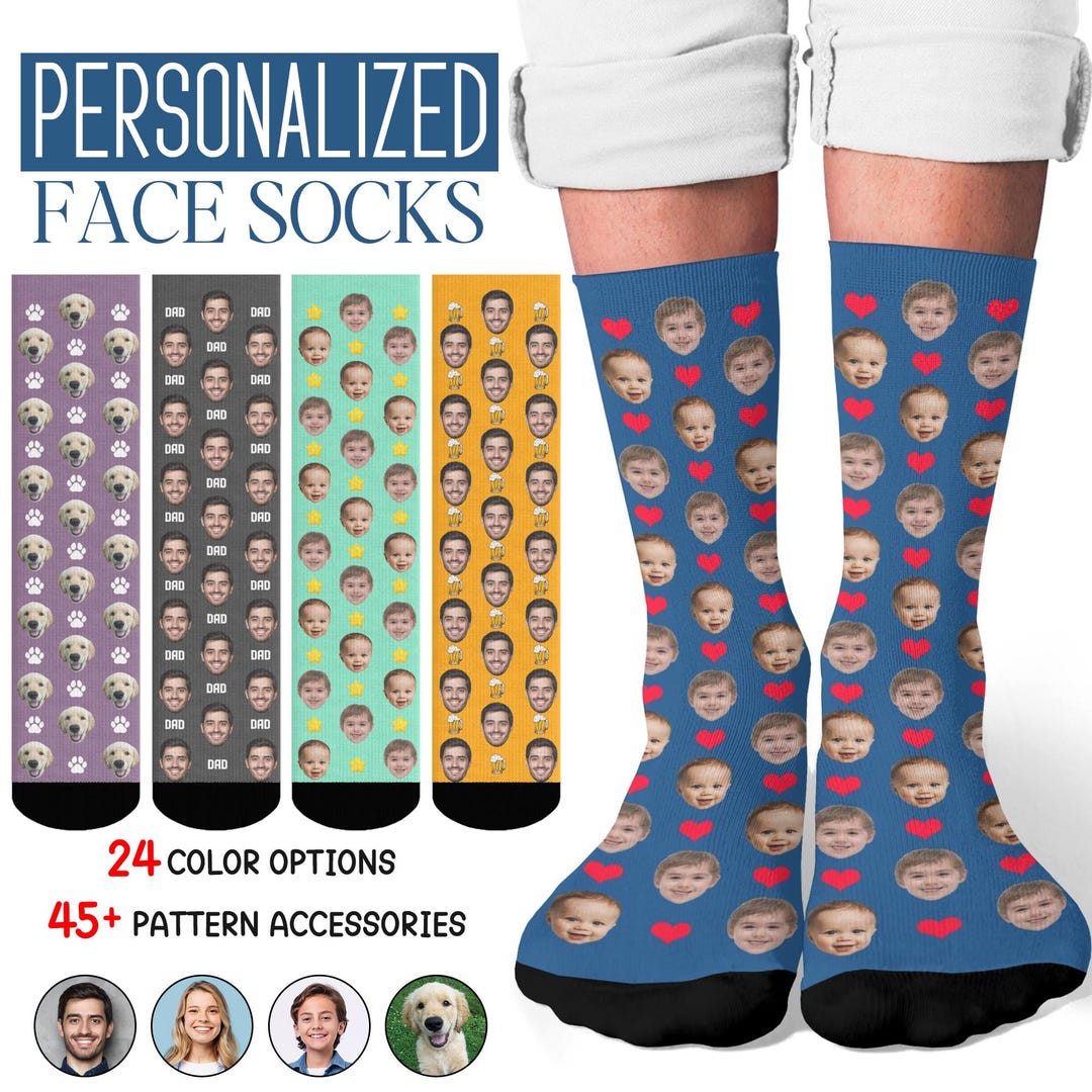 Personalized Face Unisex Socks,custom Fathers Day Socks With Faces ...