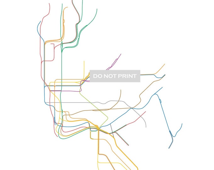 NYC Subway Map Line Art 8.5 X 11 PRINT - Etsy