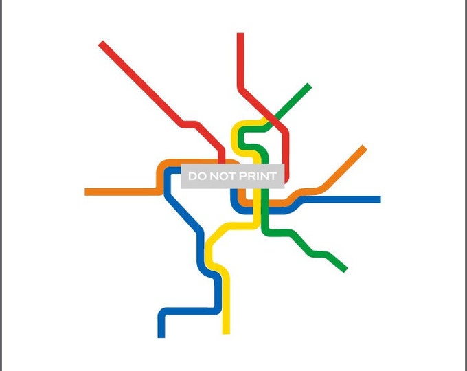 Washington D.C. Metro Subway Map ( LINE ART ) - 16 X 20 Print - Etsy
