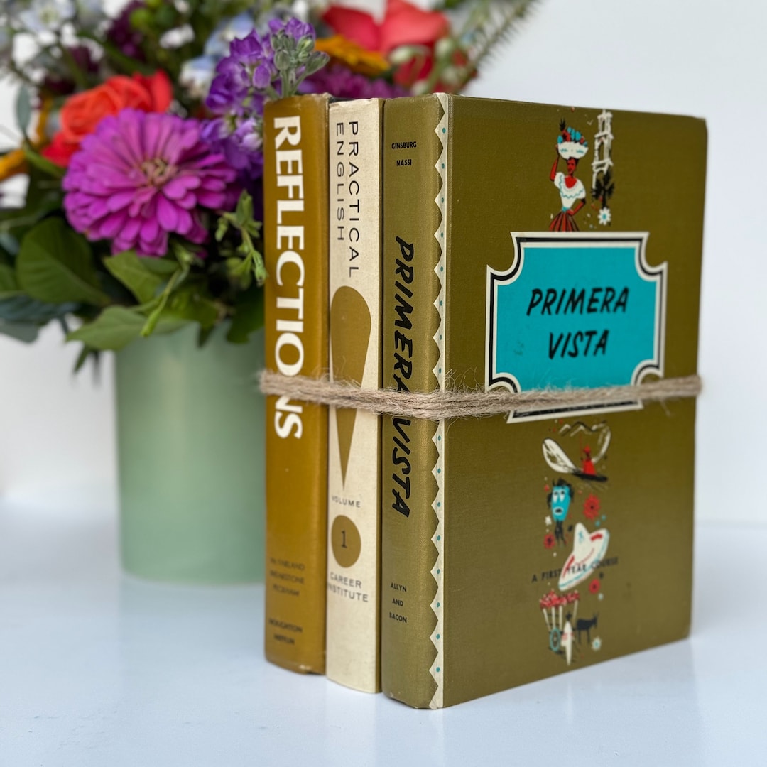 Retro School Book Set in Avocado Green, Mustard, Gold - Etsy