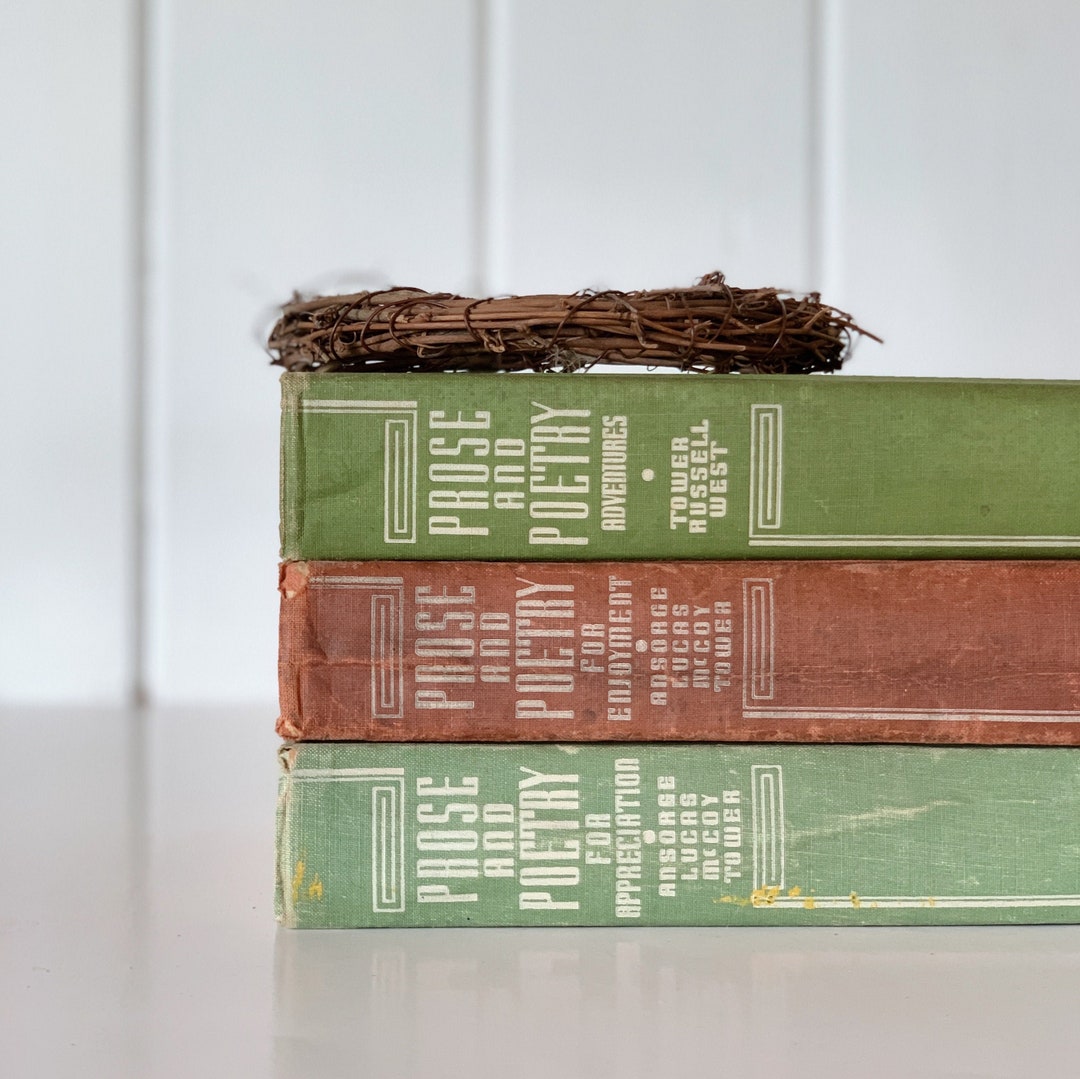 Prose and Poetry School Book Set, 1940s, Fall Autumn Bookshelf Decor ...
