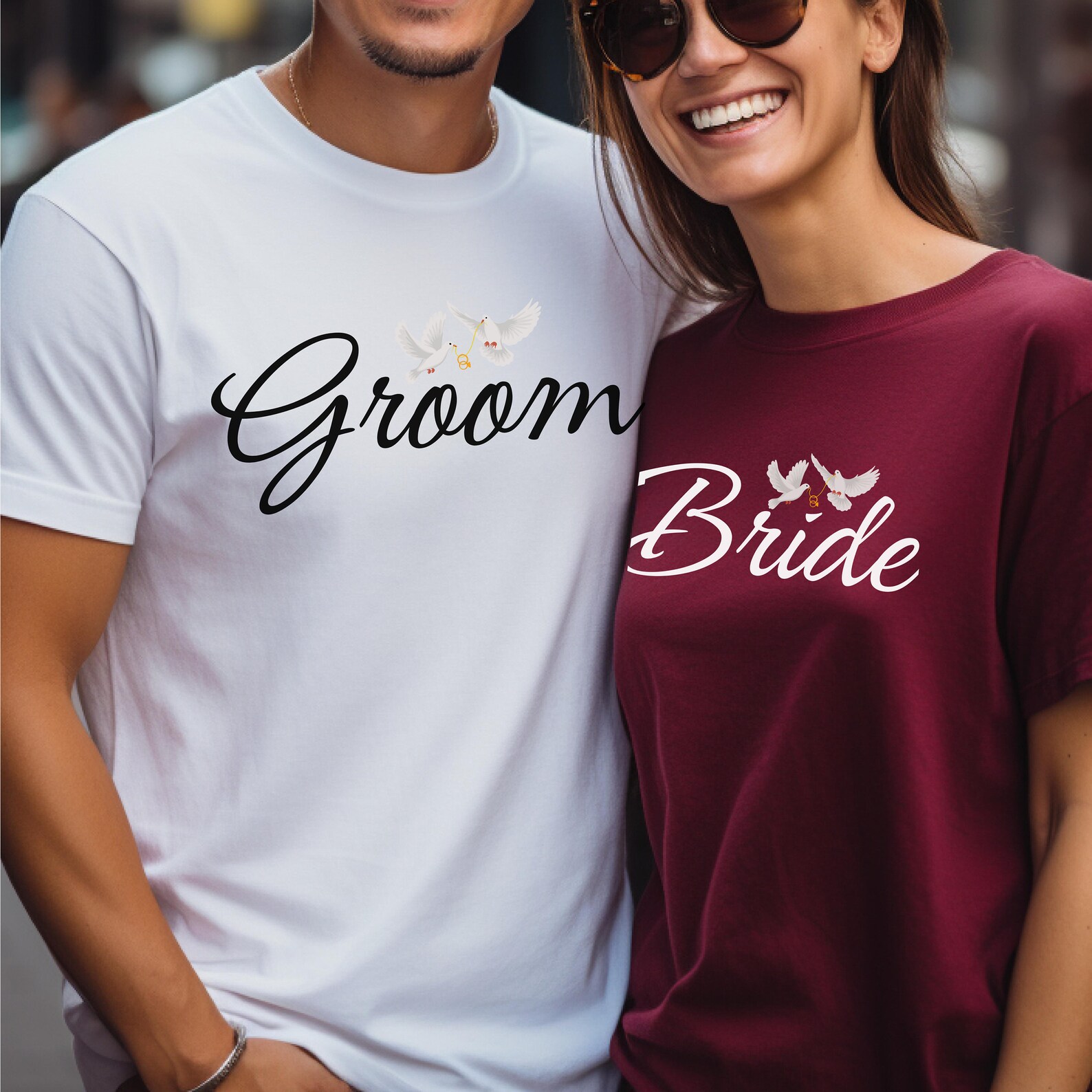Matching Bride and Groom T-shirts: Engagement Gift for Couple - Etsy