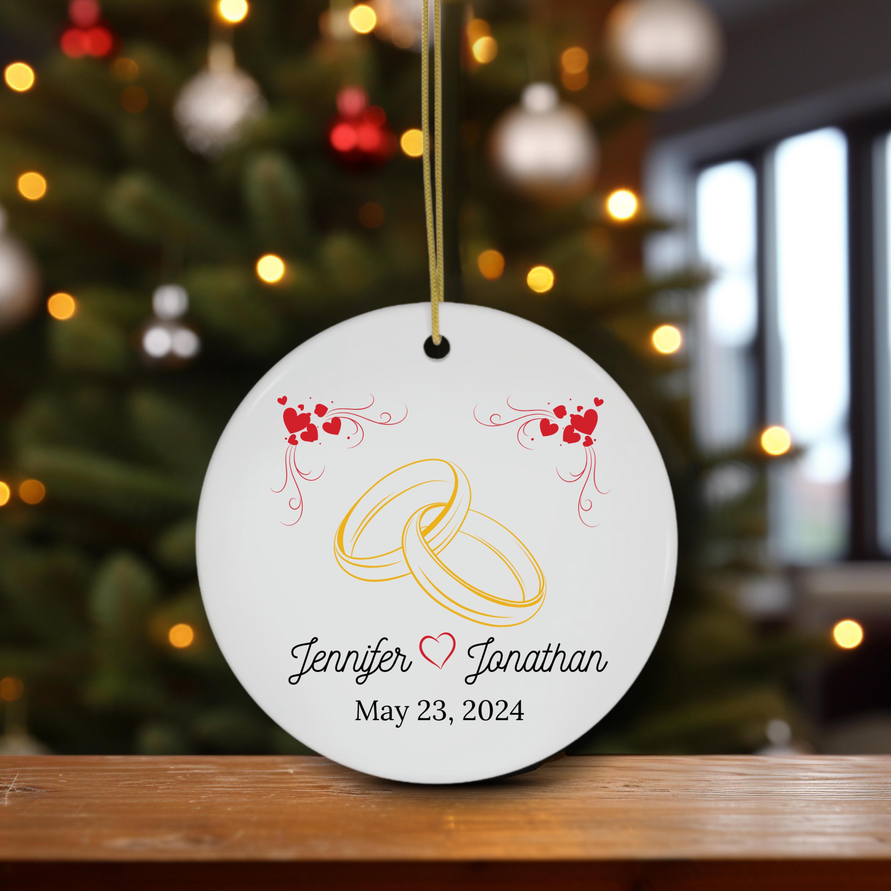 Custom Wedding Ornament: Personalized Bridal Gift, Ceramic Keepsake - Etsy